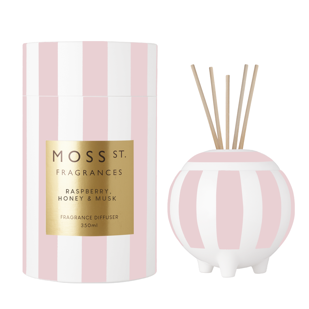 Raspberry, Honey & Musk Ceramic Diffuser 350ml | Moss St. Fragrances