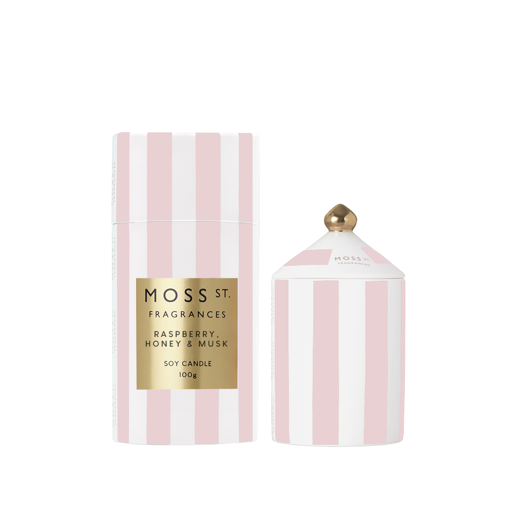 Raspberry, Honey & Musk Ceramic Candle 100g | Moss St. Fragrances