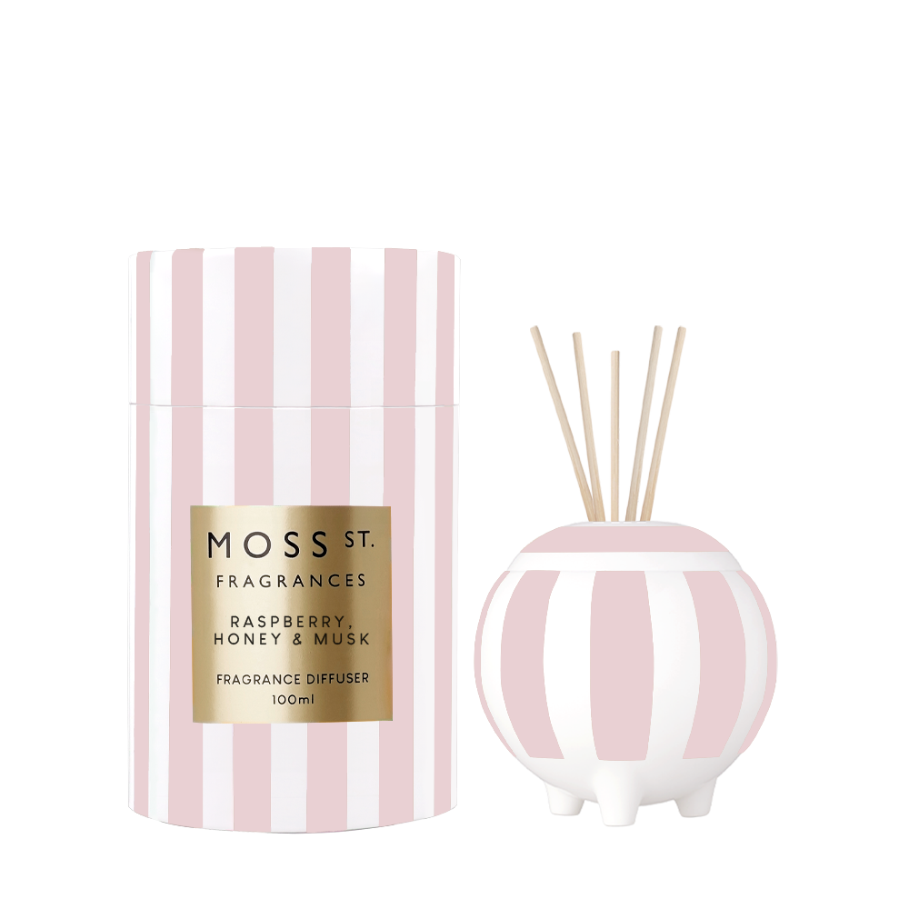 Raspberry, Honey & Musk Ceramic Diffuser 100ml | Moss St. Fragrances